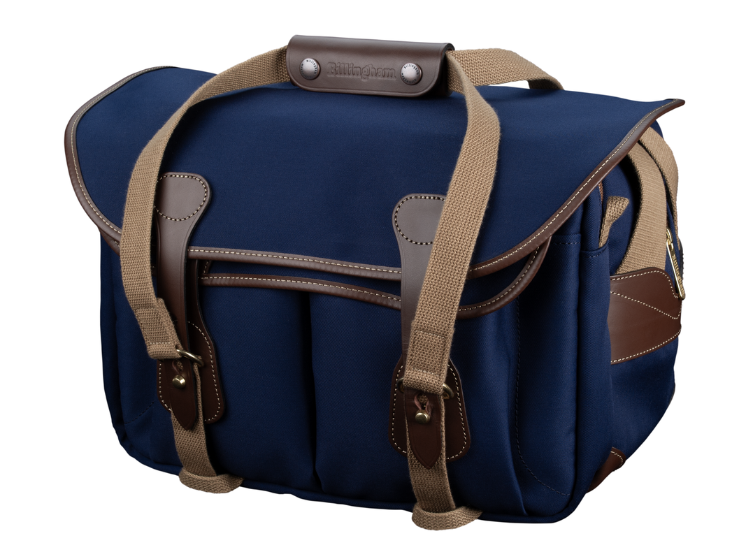 Billingham 335 MKII Camera Bag - Navy Canvas / Chocolate Leather ...